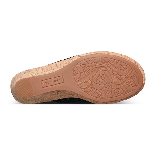 Rockport womens Briah Perf Sling Wedge Sandal, Black Nubuck, 9.5 US