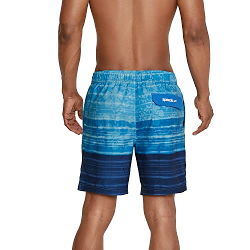 Speedo Men's Standard Swim Trunk Mid Length Redondo Floral, Reign Peacoat, Medium