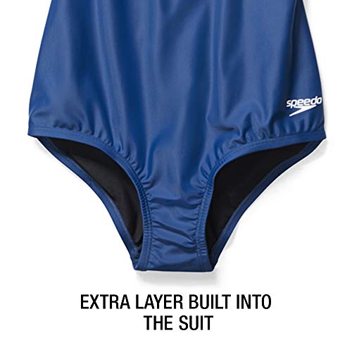 Speedo Women's Swimsuit One Piece PowerFlex Ultraback Solid , Speedo Black, 6