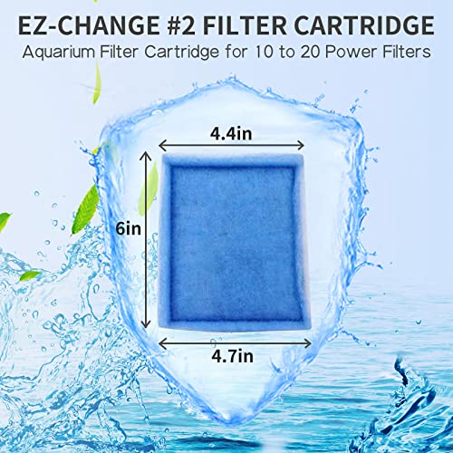 10-20 Gallon Aquarium Filters EZ-Change #2 Filter Cartridge fit Aquarium Filter Cartridge 10 to 20 Power, for Healthier Fish (4 Pcs)