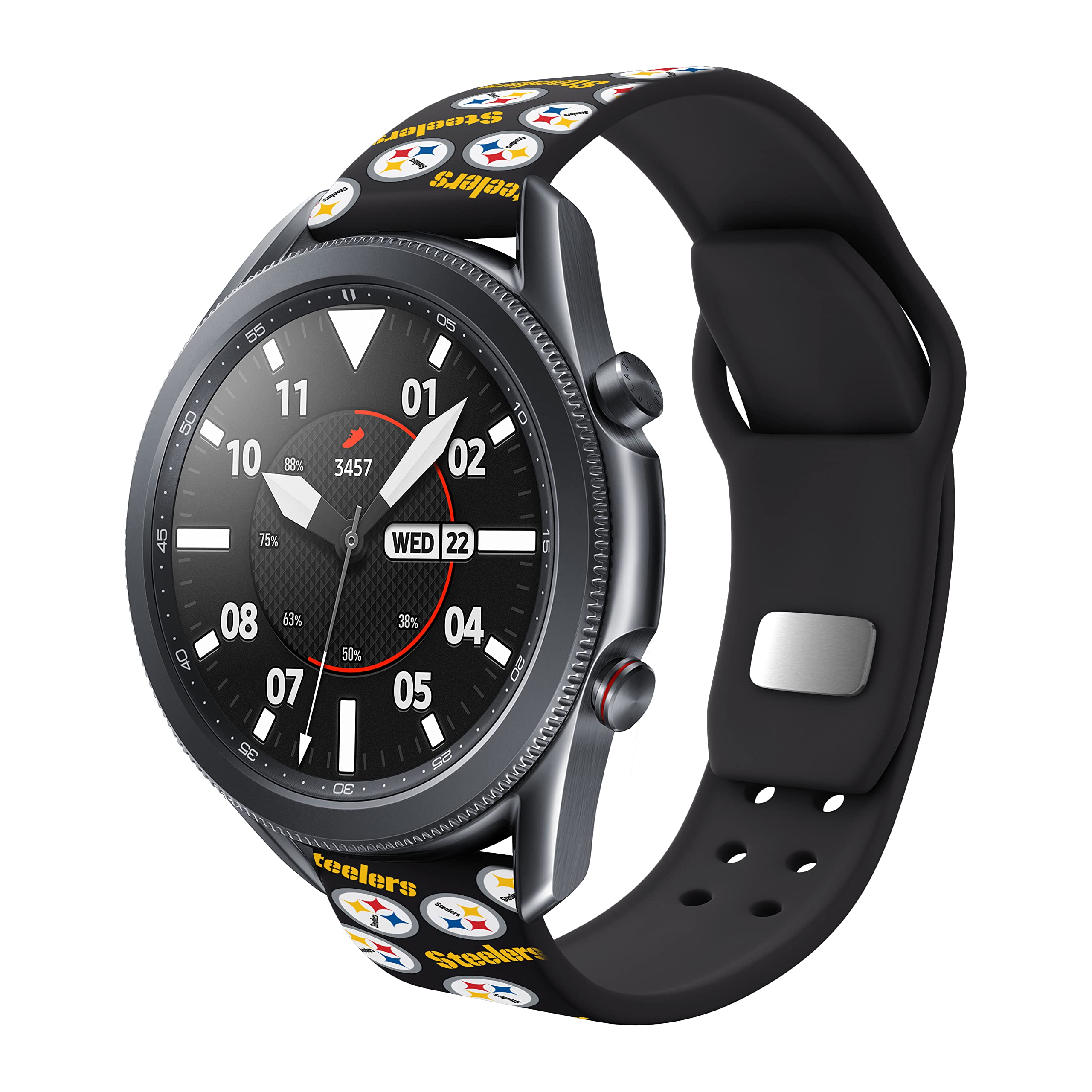 Game Time Pittsburgh Steelers Quick Change HD Watch Band Compatible with Samsung and More (Random 20mm Short)