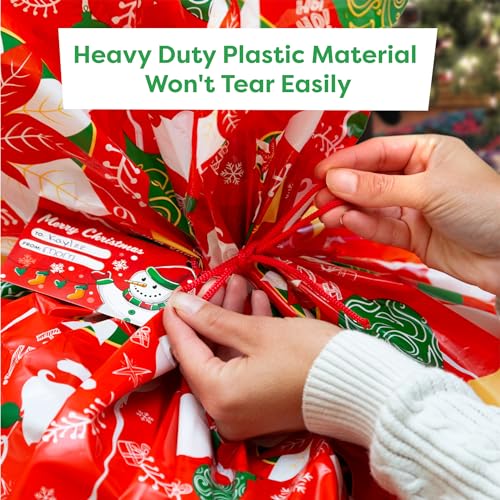 Set of 4 Extra Large Christmas Gift Bags - 36"x44" Jumbo Gift Wrapping Sacks for Huge Presents
