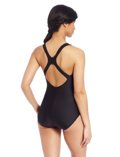 Speedo Women's Swimsuit One Piece PowerFlex Ultraback Solid , Speedo Black, 6