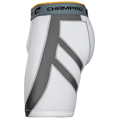 CHAMPRO Wind Up Compression Polyester/Spandex Sliding Short, Adult Large, White (BPS15AWL)