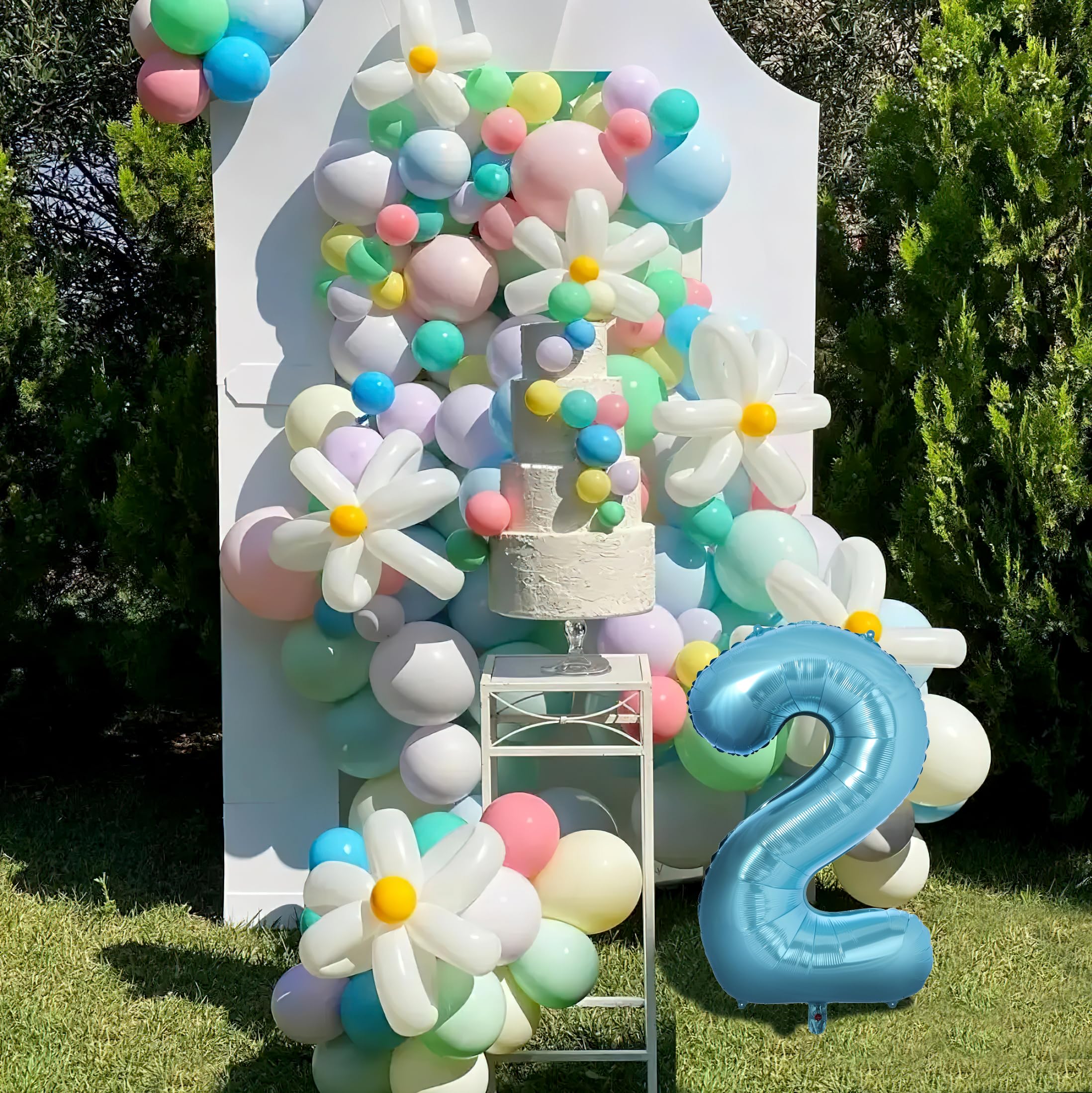 Vonokee 40 Inch Giant Number Balloons 0-9, Jumbo Digital Foil Mylar Balloon for Birthday Party Wedding Anniversary Celebration Decoration (Light blue 4)