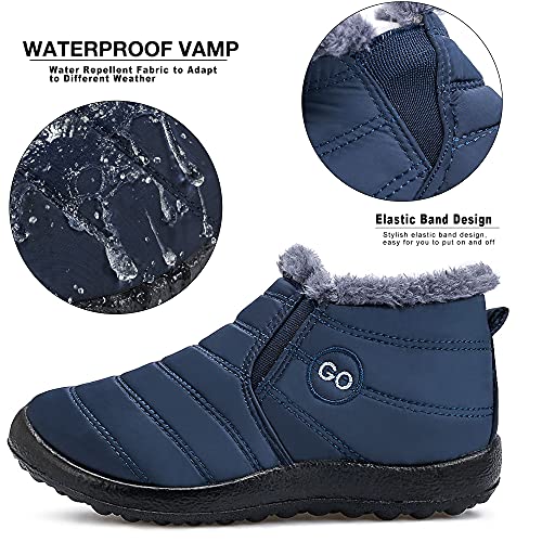 HARENCE Snow Boots for Women Winter Boot with Comfortable Warm Fur Lined Ankle Booties Outdoor Slip On Waterproof Short Boots