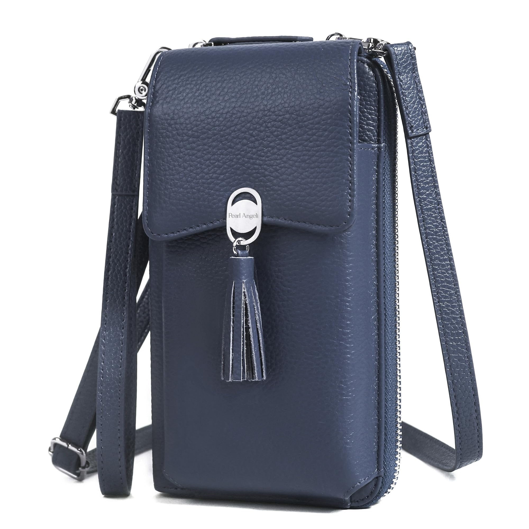 Pearl Angeli Genuine Leather Crossbody Cellphone Bag for Women RFID Blocking Small Phone Wallet Purse with Shoulder Strap