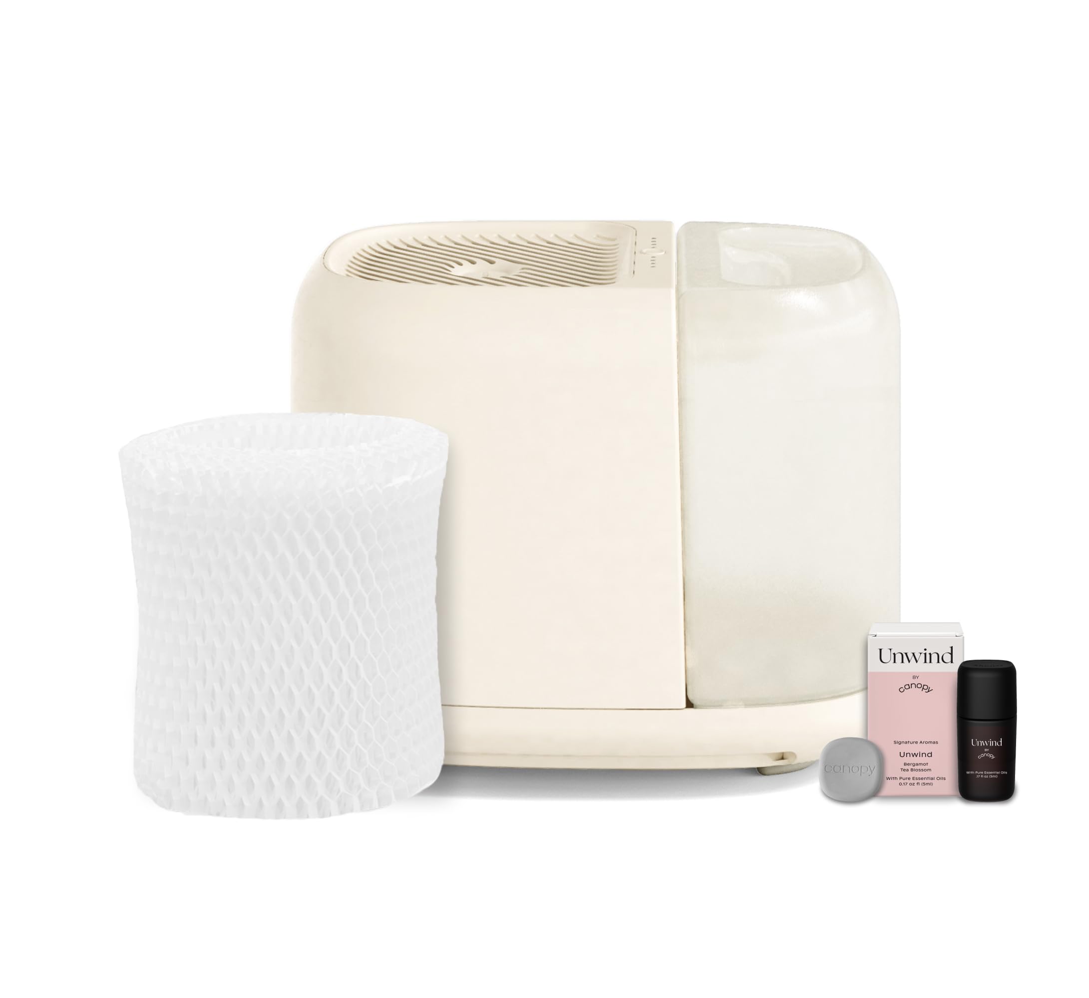 Canopy Large Room Humidifier, Cream, Large Living Space, 36HR Run Time, 5.5L Tank - Includes Canopy Humidifier Plus, Diffusion Well, Unwind Aroma, Filter, Power Cord & Adapter