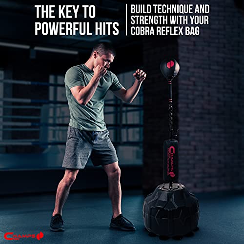 Cobra Reflex Bag – Advanced Reflex Punching Bag with Ultra-Fast Bounceback to Increase Speed, Reflexes, and Stamina – Adjustable-Height Boxing Bag with Stand and Secure Suction Cups