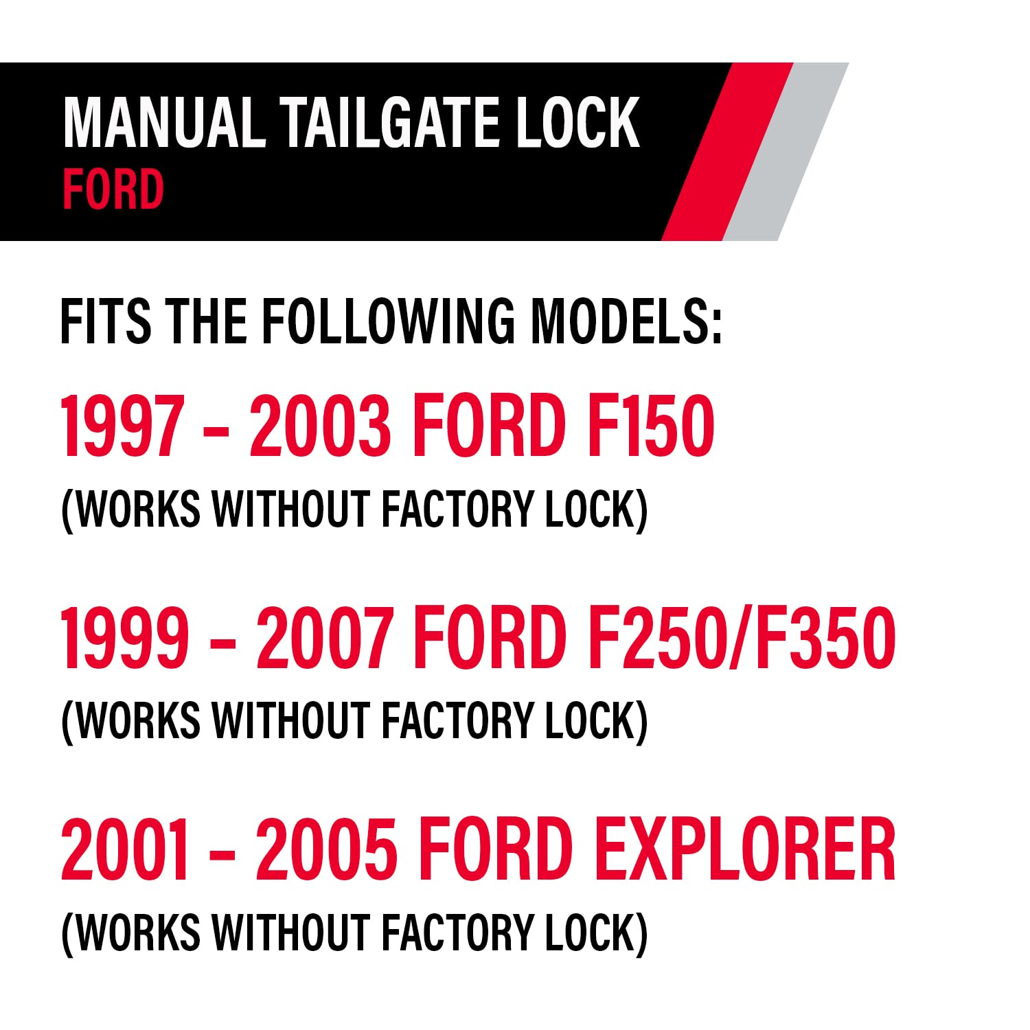 Pop & Lock PL2500 Black Manual Tailgate Lock for Ford (Works Without Factory Lock)