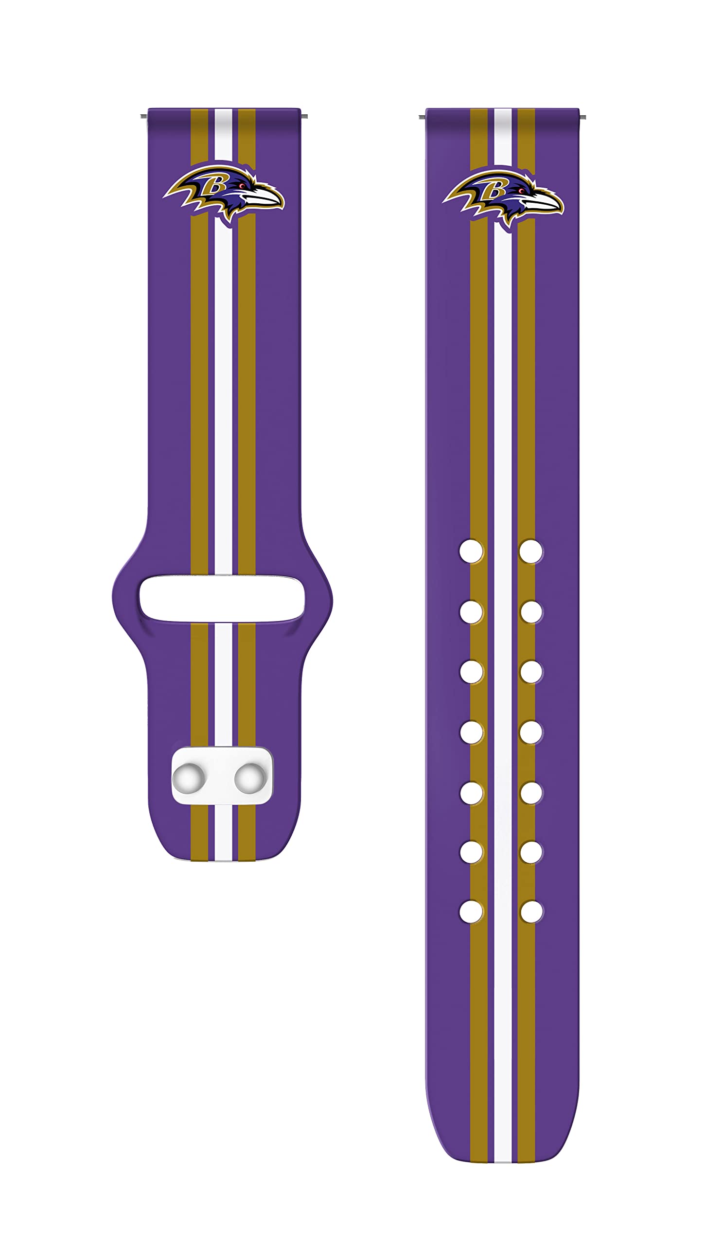 Game Time Baltimore Ravens Quick Change HD Watch Band Compatible with Samsung and More (Stripes 20mm Short)