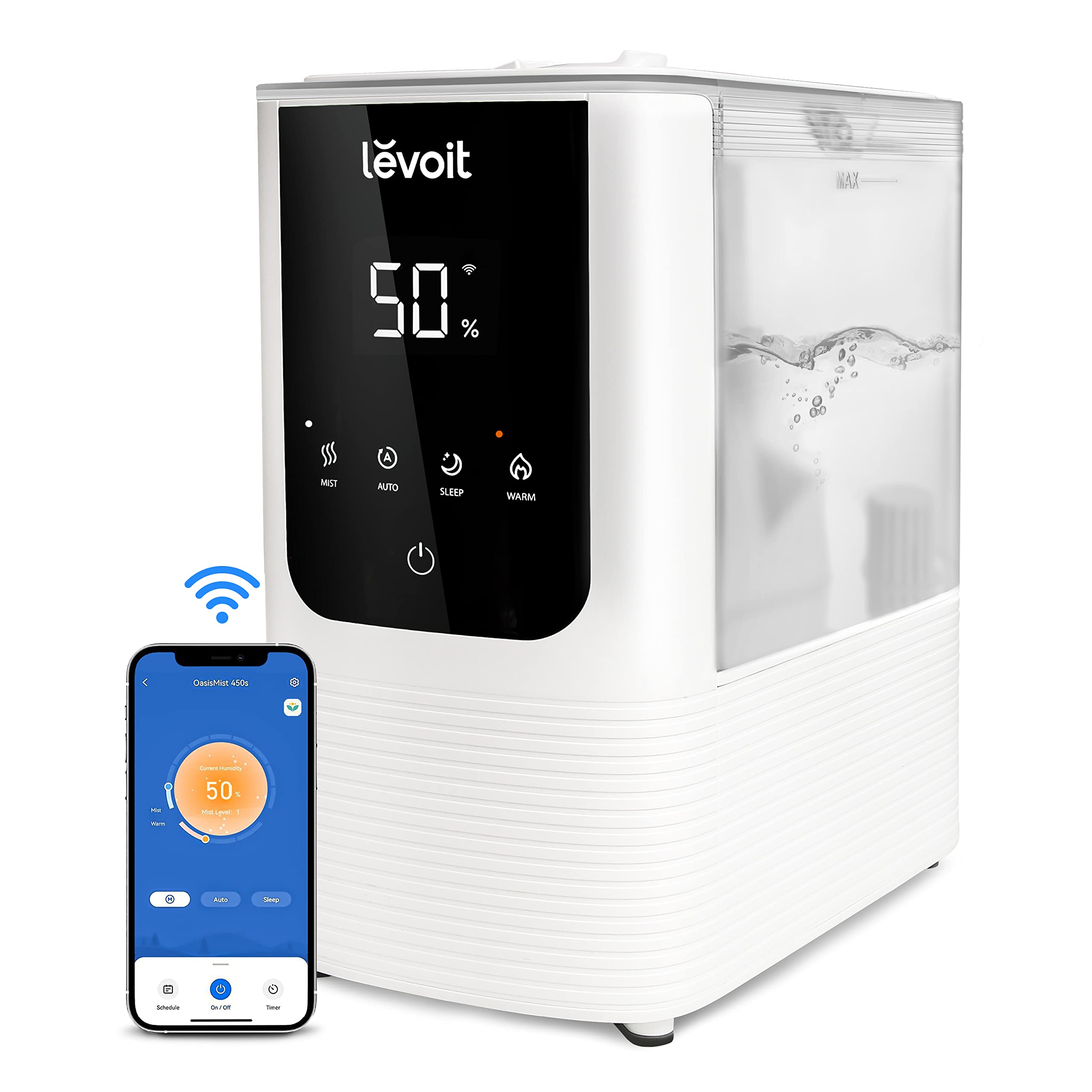 LEVOIT OasisMist 1000S (10L) Smart Humidifier Bundle with Warm & Cool Mist Humidifier for Bedroom and Home