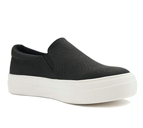 Soda Hike ~ Slip On Double Layer Foam Padded Cushion Sock Fashion Sneakers (Black Cobra, Numeric_5_Point_5) …