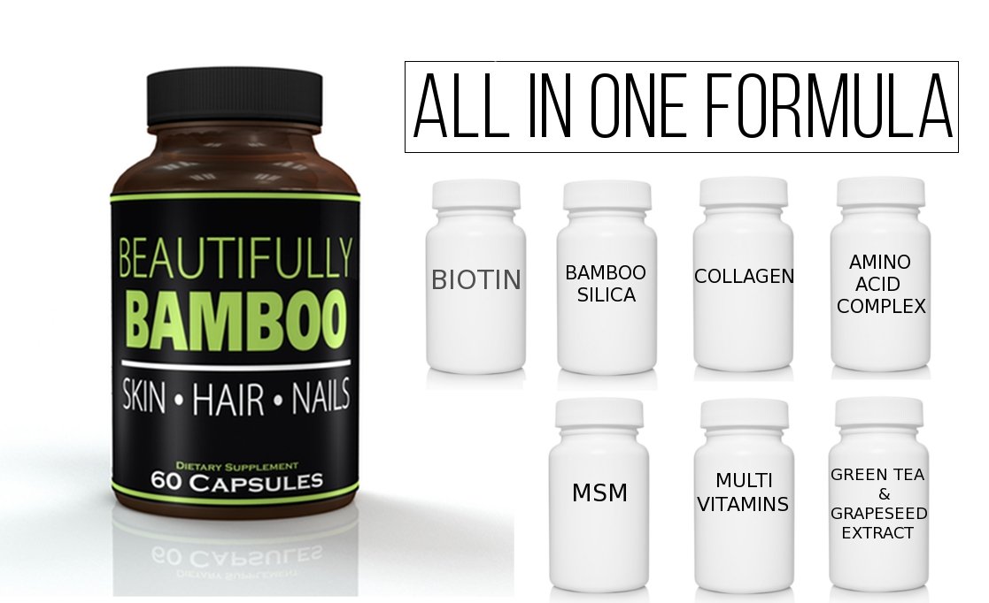 Beautifully Bamboo Ultra Vitamin for Skin, Hair, and Nail Growth. Enriched with Biotin, Bamboo Silica, Amino Acids and more (60 capsules)