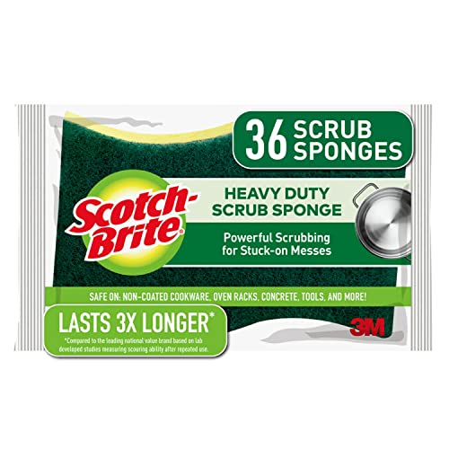 Scotch-Brite Heavy Duty Scrub Sponges, for Washing Dishes and Kitchen Use, 36 Scrub Sponges