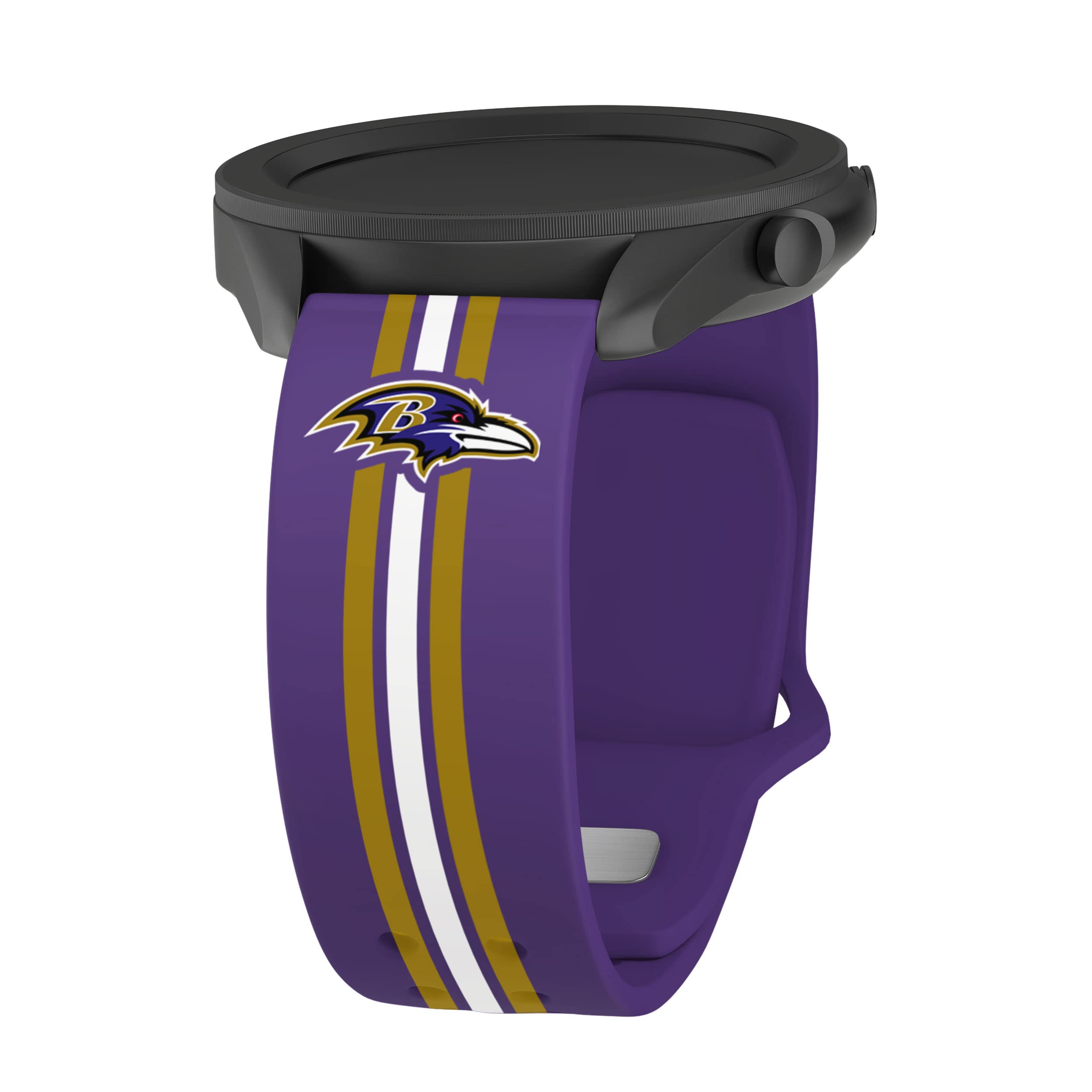 Game Time Baltimore Ravens Quick Change HD Watch Band Compatible with Samsung and More (Stripes 20mm Short)