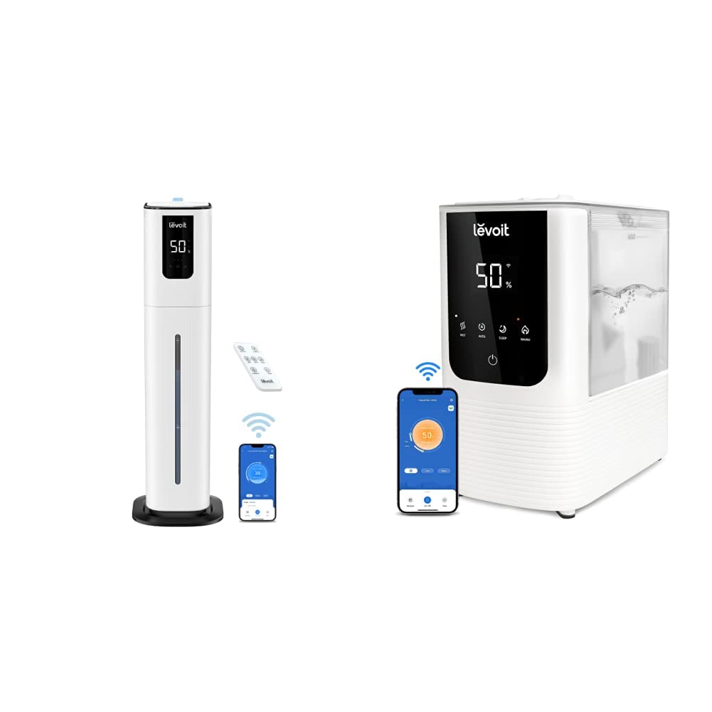 LEVOIT OasisMist 1000S (10L) Smart Humidifier Bundle with Warm & Cool Mist Humidifier for Bedroom and Home