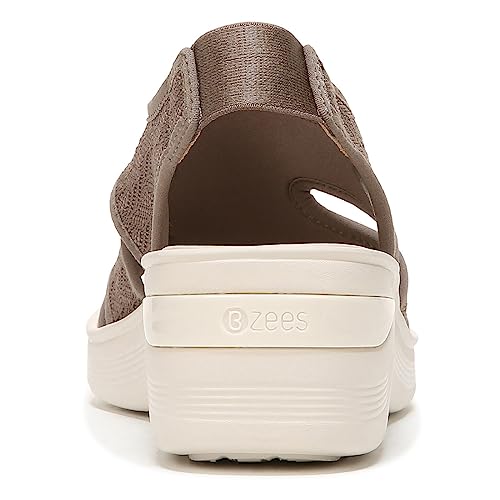 BZees Womens Daytona Slip-on Wedge Sandal, Morel Chevron, 7 Wide US