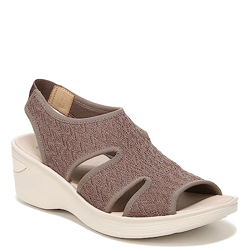 BZees Womens Daytona Slip-on Wedge Sandal, Morel Chevron, 7 Wide US
