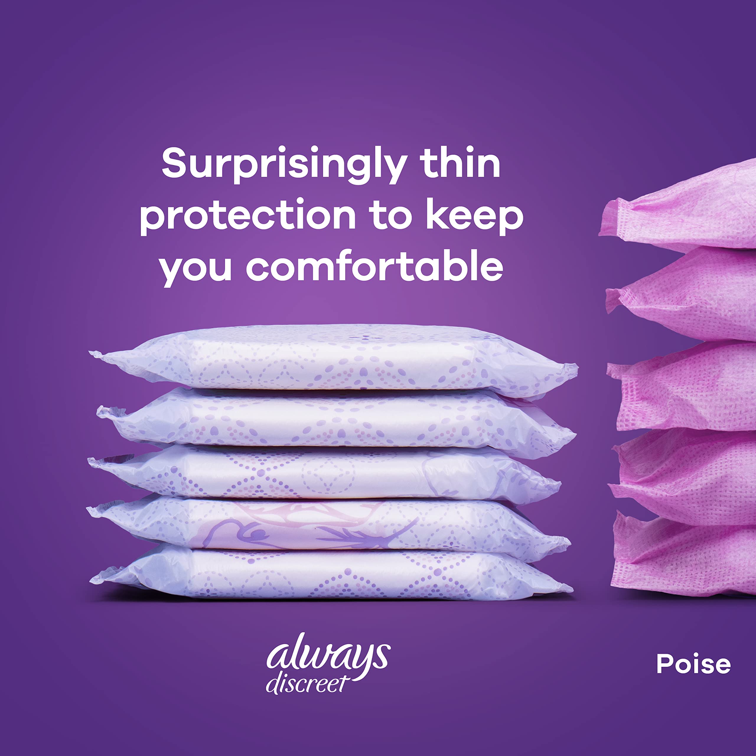 Always Discreet, Incontinence & Postpartum Pads For Women, Size 4, Moderate Absorbency, Long Length, 54 Count