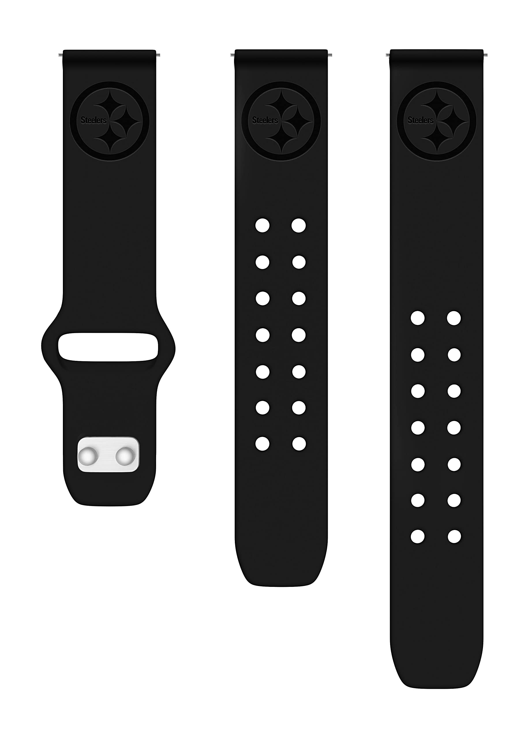 Game Time Pittsburgh Steelers Engraved Silicone Watch Band Compatible with Samsung and More (22mm Black)