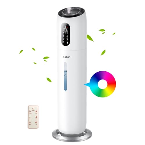 TEBILD Humidifiers for Bedroom Large Room 9L Ultrasonic Cool Mist Humidifier Top Fill Last Up to 52H with 3 Mist Speed,360°Nozzle,Timer, Night Light,Quiet Large Humidifier for Baby Adults Home Office