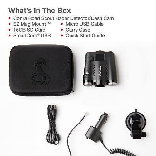 Cobra Road Scout Dash Cam and Radar Detector, WiFi, Bluetooth, iRadar Compatible, HD 1080P Dash Camera for Cars, Heavy Duty EZ Mag Mount, Connects with iRadar App
