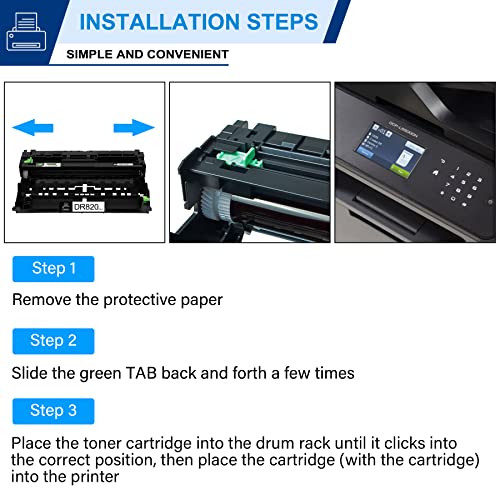 TN-850 Toner Cartridge & DR820 Drum Unit Compatible TN850 DR820 Replacement for Brother DR820 TN-850 for Brother DCP-L5500DN L5600DN L5650DN MFC-L6700DW L6750DW Printer Toner.(2 Toner, 1 Drum 3 Pack)