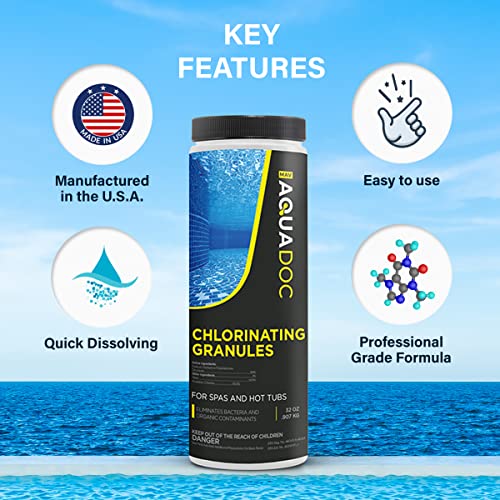 AquaDoc | Spa Chlorine Granules for Hot tub - Spa Sanitizing Granules for Hot Tubs - Recommended Chlorine for spa - Granulated Chlorine for hot tub and spa - Hot Tub Chlorinating Granules