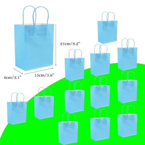 ysmile 12 ct Blue Gift Bag with Handle Favor Bag for Goodie Treat Paper Bag for Birthday Party in Bulk 8.2x5.9x3.1 from