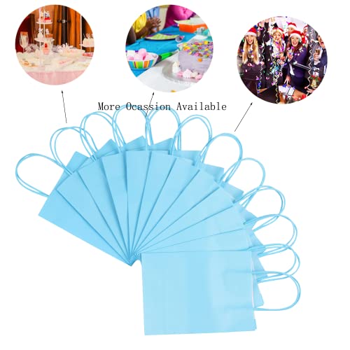ysmile 12 ct Blue Gift Bag with Handle Favor Bag for Goodie Treat Paper Bag for Birthday Party in Bulk 8.2x5.9x3.1 from