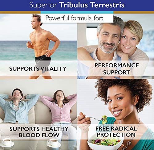 Superior Labs - Tribulus Terrestris - Performance Support & Cortisol Blocker with 45% Saponins, High Potency & Pure 1500mg Dosage, 180 Vegetable Caps - Supports Vitality - with Added BioPerineĀ®
