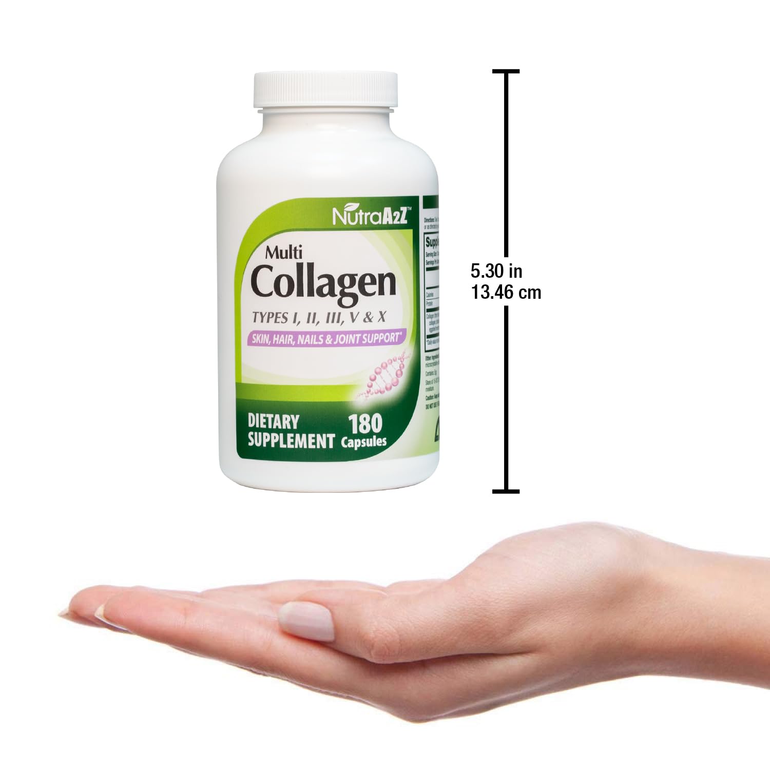 NutraA2Z Multi Collagen Pills 1735mg -180 Collagen Capsules (60 Servings) - Types I, II, III, V & X for Healthy Skin, Hair, Nails & Joint Support
