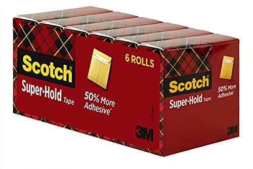 Scotch Super-Hold Tape, 6 Rolls, Transparent Finish, 50% More Adhesive, Trusted Favorite, 3/4 x 1000 Inches, Boxed (700K6)