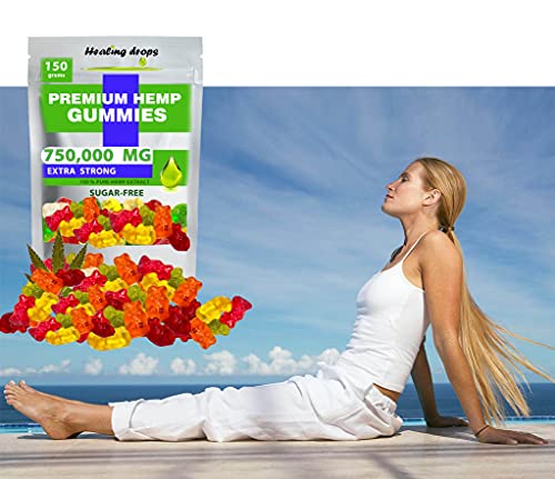 Hemp Gummies 750,000mg Premium Organic Sugar-Free Natural Health Support High Potency Rich in Vitamins B E C D Omega 3 6 9 Super Gummy Bears