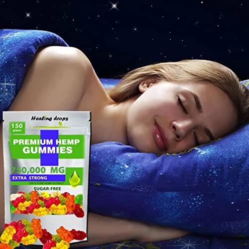 Hemp Gummies 750,000mg Premium Organic Sugar-Free Natural Health Support High Potency Rich in Vitamins B E C D Omega 3 6 9 Super Gummy Bears