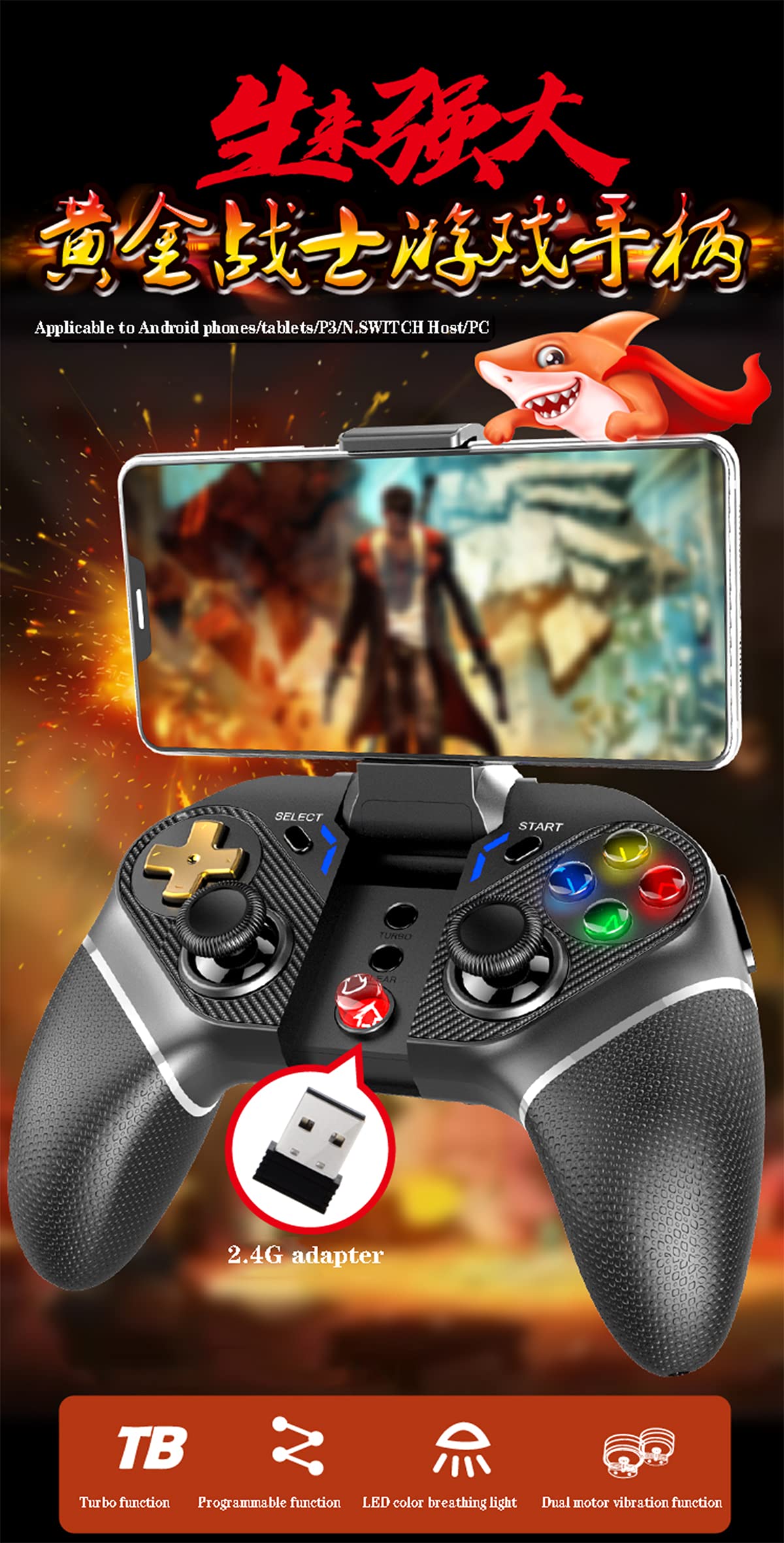 iPEGA-PG-9218 Wireless 5.0 +2.4G Game Controller for iphone 14/13/12 /11/8/7 for Samsung S23/S22/21/20 /S10/S10 + Note 20 /10 for OPPO, VIVO LG Android Smart Phone/Tablet ps4/N-Switch PC Smart TV