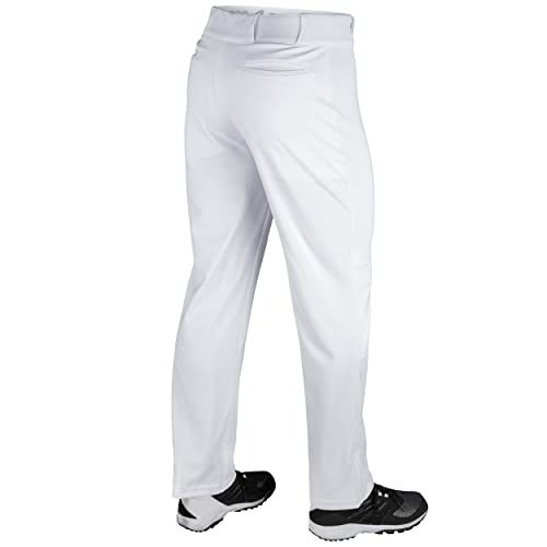 CHAMPRO Triple Crown OB Open-Bottom Loose-Fit Baseball Pant in Solid Color with Adjustable Inseam and Reinforced Sliding Areas, White, Adult Medium