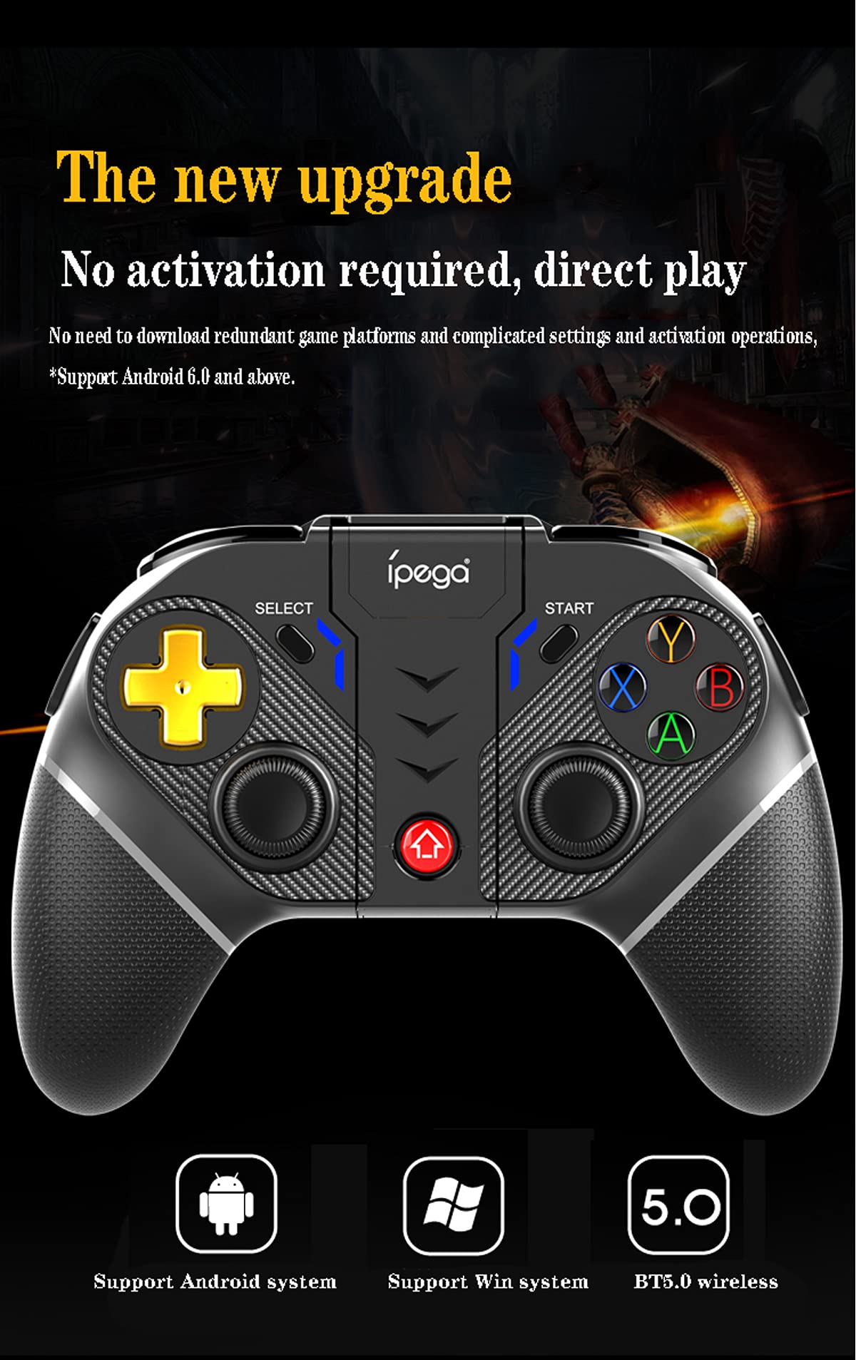 iPEGA-PG-9218 Wireless 5.0 +2.4G Game Controller for iphone 14/13/12 /11/8/7 for Samsung S23/S22/21/20 /S10/S10 + Note 20 /10 for OPPO, VIVO LG Android Smart Phone/Tablet ps4/N-Switch PC Smart TV