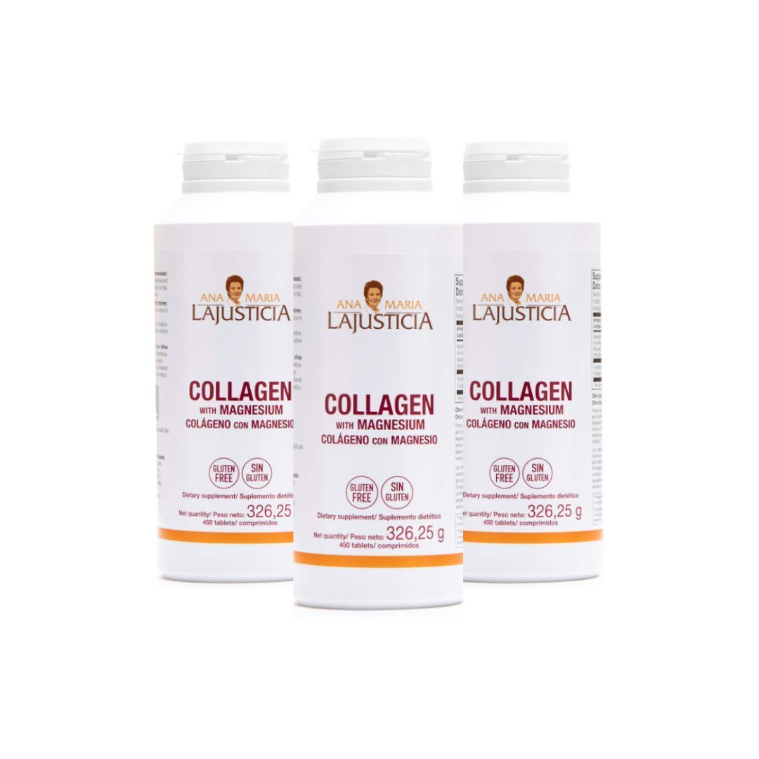 Ana Maria Lajusticia -- 3 Pack High Absorption Collagen Pills with Magnesium. Healthy Skin, Nails, Hair and Ligaments. Natural Supplement, 450 Tablets.