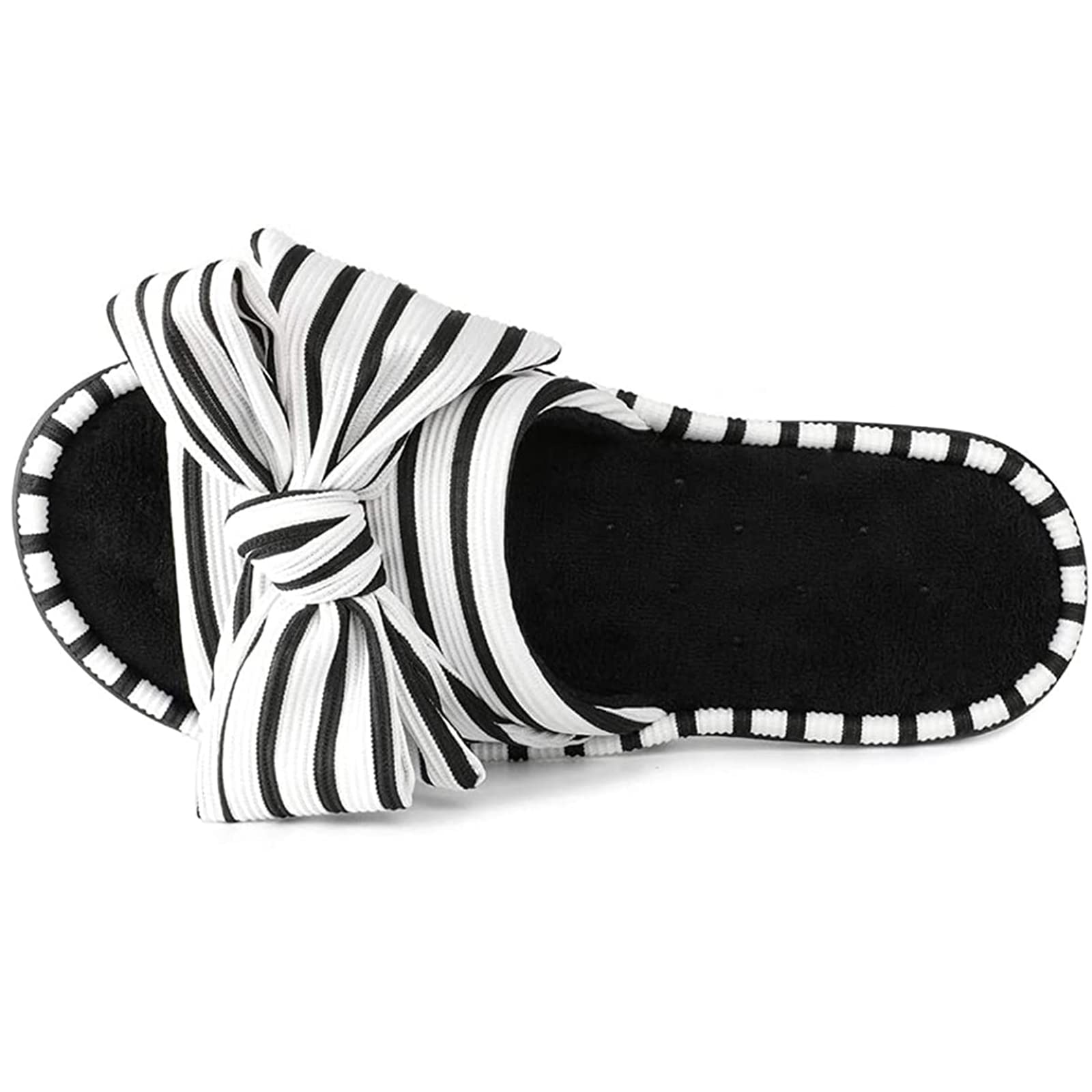 ULTRAIDEAS Women's Eurytides Slide Slippers Memory Foam House Shoes, Black, 5-6