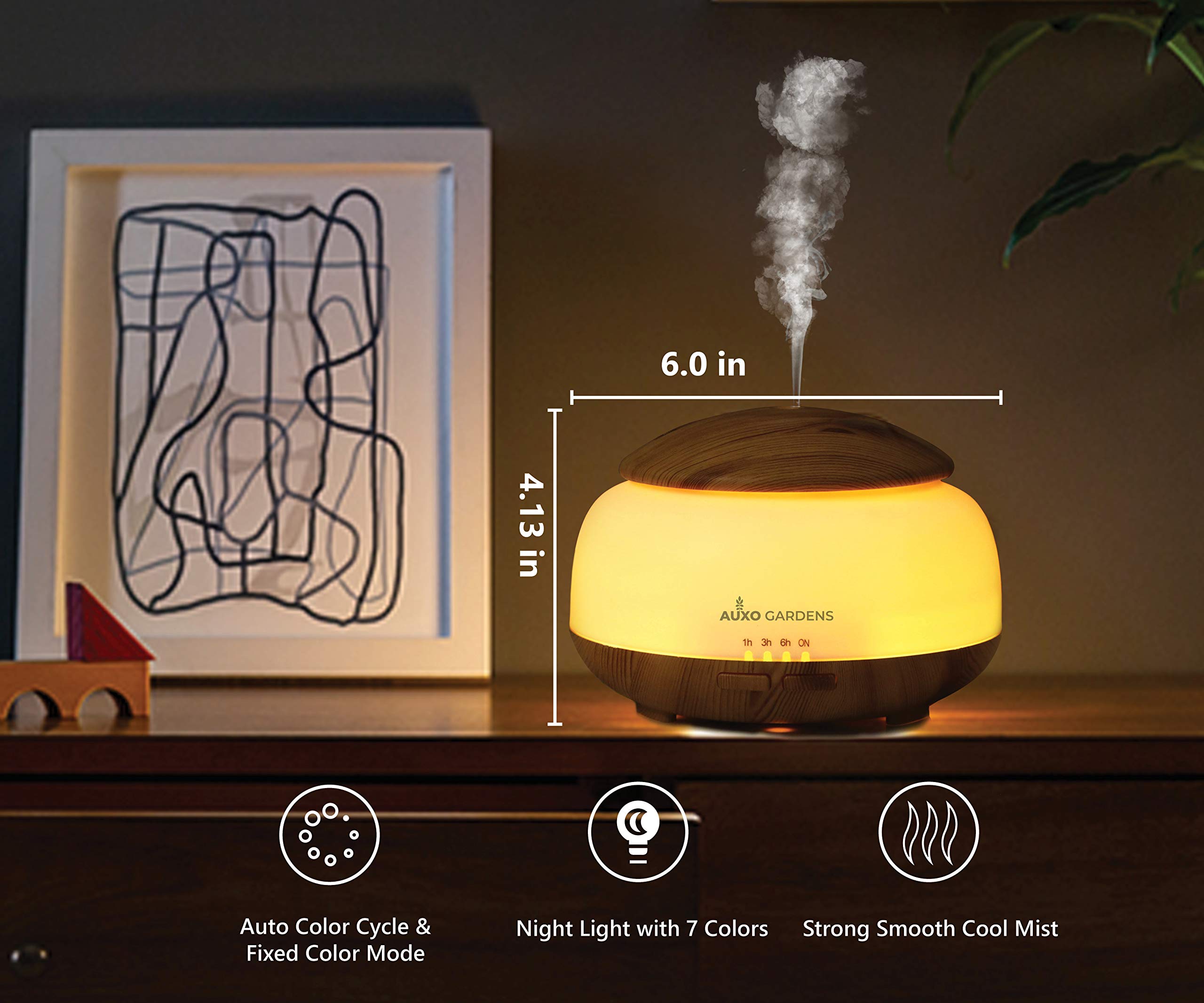 Ultrasonic Aromatherapy Essential Oil Diffuser, 300ml Cool Mist Humidifier with 7 Color LED Lights Changing and Waterless Auto Shut-off for Office Home Bedroom Living Room Study Yoga Spa