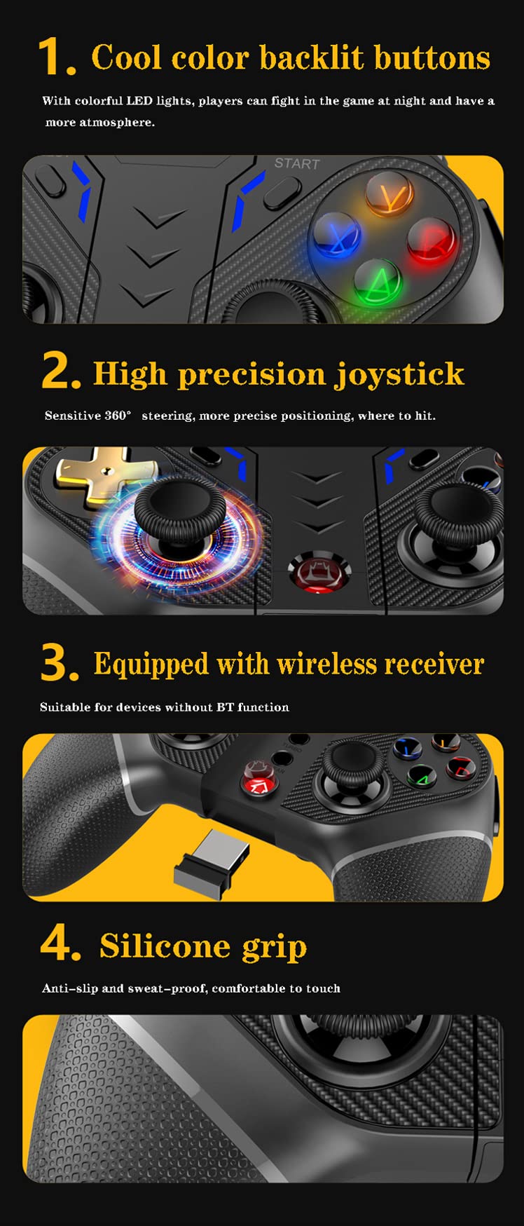 iPEGA-PG-9218 Wireless 5.0 +2.4G Game Controller for iphone 14/13/12 /11/8/7 for Samsung S23/S22/21/20 /S10/S10 + Note 20 /10 for OPPO, VIVO LG Android Smart Phone/Tablet ps4/N-Switch PC Smart TV