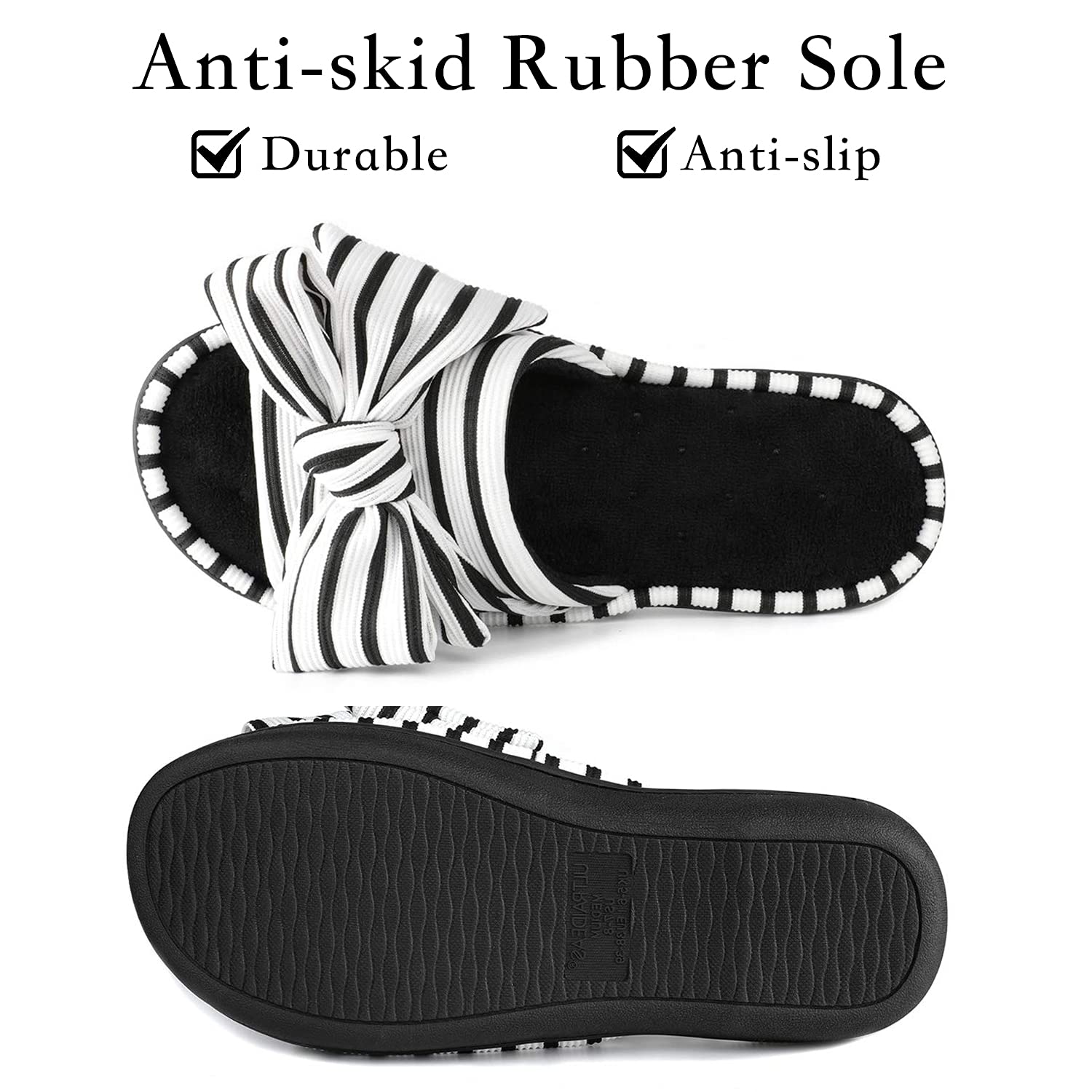 ULTRAIDEAS Women's Eurytides Slide Slippers Memory Foam House Shoes, Black, 5-6