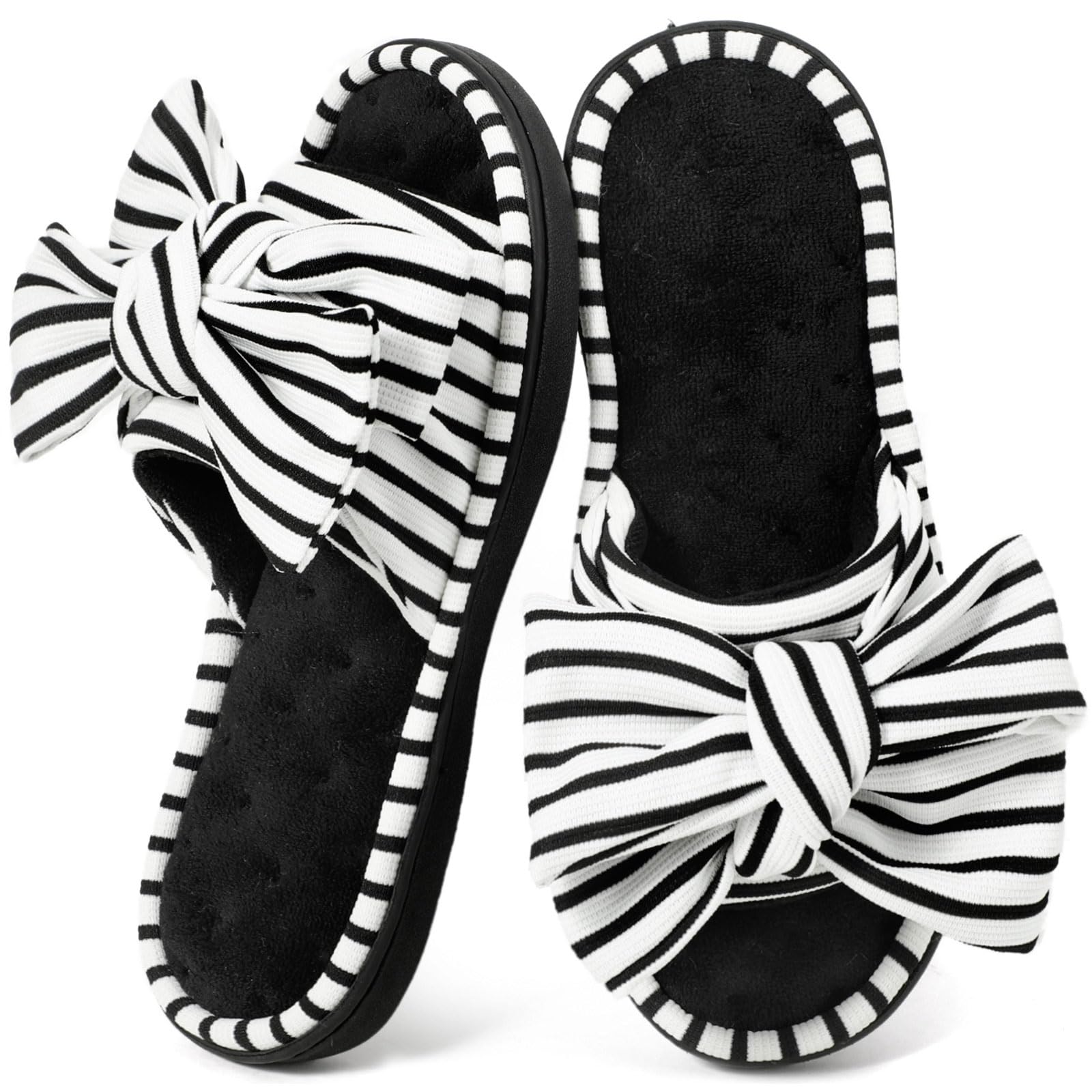 ULTRAIDEAS Women's Eurytides Slide Slippers Memory Foam House Shoes, Black, 5-6