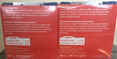 STAPLES 100 Pack Brand Floppy Disks (Diskettes)