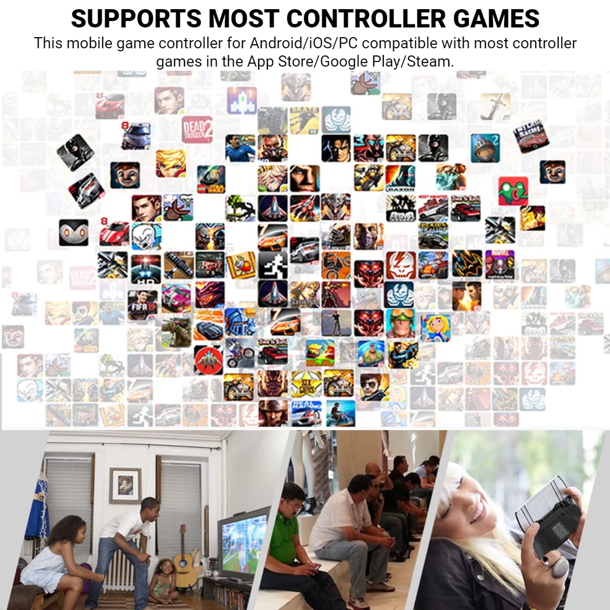 arVin Gaming Controller for iPad/iPad Mini/iPad Air, iPhone 15/14/13/12, iOS, Tablet Android Gamepad for Samsung Galaxy Tab, Huawei MatePad, Yoga Tab[Within 5-11 inch] PC Game Joystick for COD, Steam