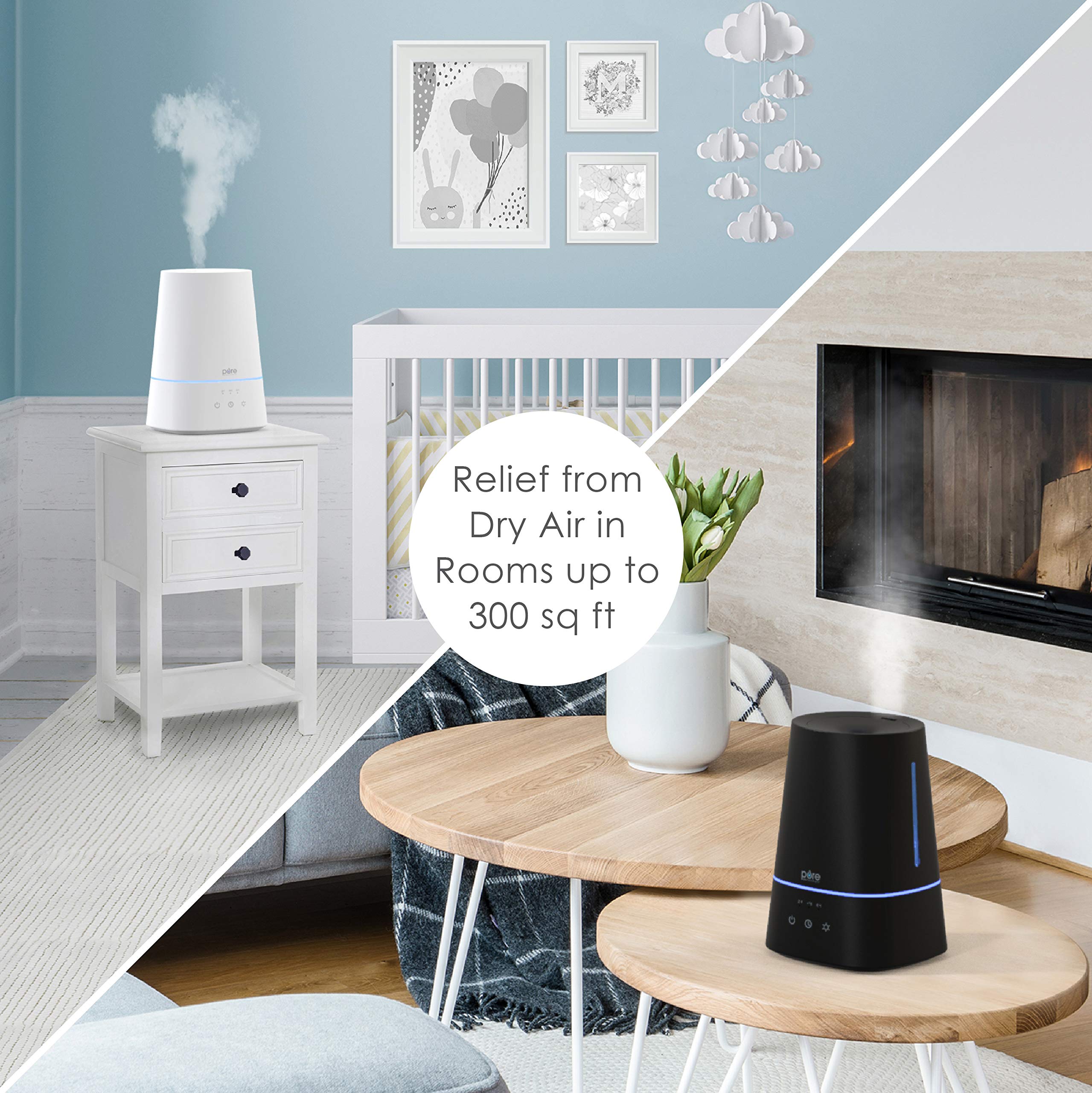 Pure Enrichment HUME Max - Easy Top Fill Ultrasonic Cool Mist Humidifier, 3.7 L (1 Gallon) Tank, 3 Mist Settings + Auto Shut-Off Timer - Ideal for Large Bedrooms, Baby Nurseries and Offices (Black)