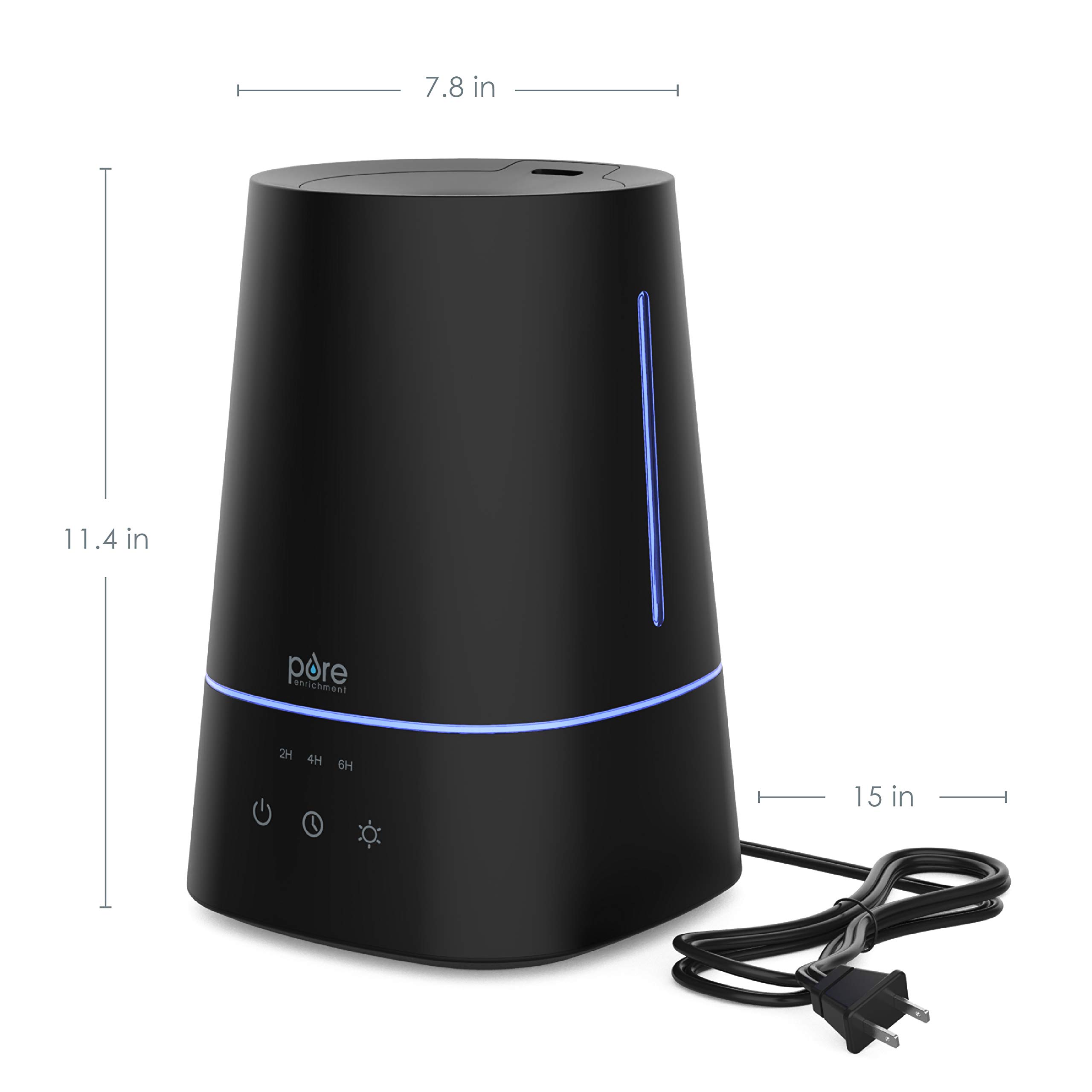 Pure Enrichment HUME Max - Easy Top Fill Ultrasonic Cool Mist Humidifier, 3.7 L (1 Gallon) Tank, 3 Mist Settings + Auto Shut-Off Timer - Ideal for Large Bedrooms, Baby Nurseries and Offices (Black)
