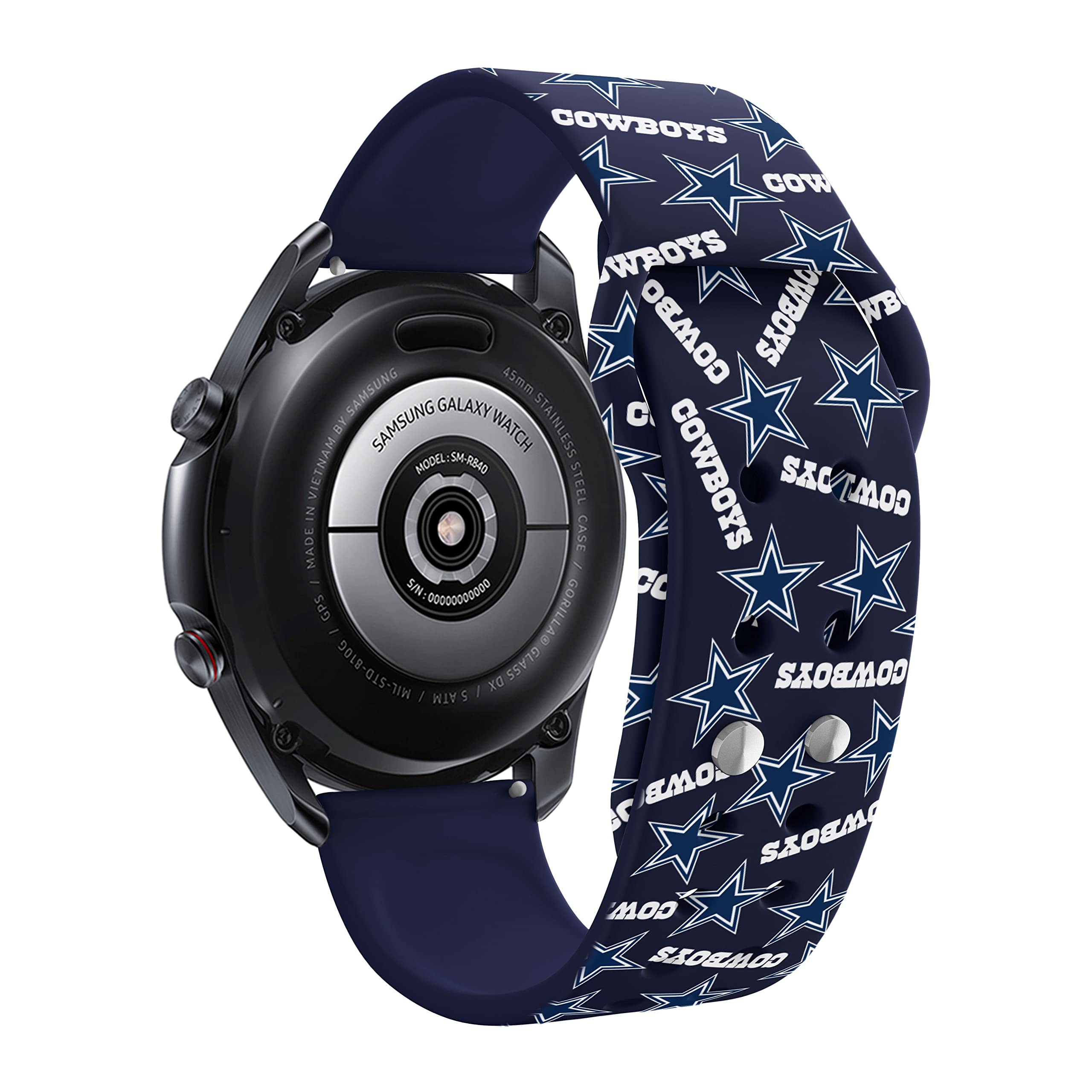 Game Time Dallas Cowboys Quick Change HD Watch Band Compatible with Samsung and More (Random 22mm Long)